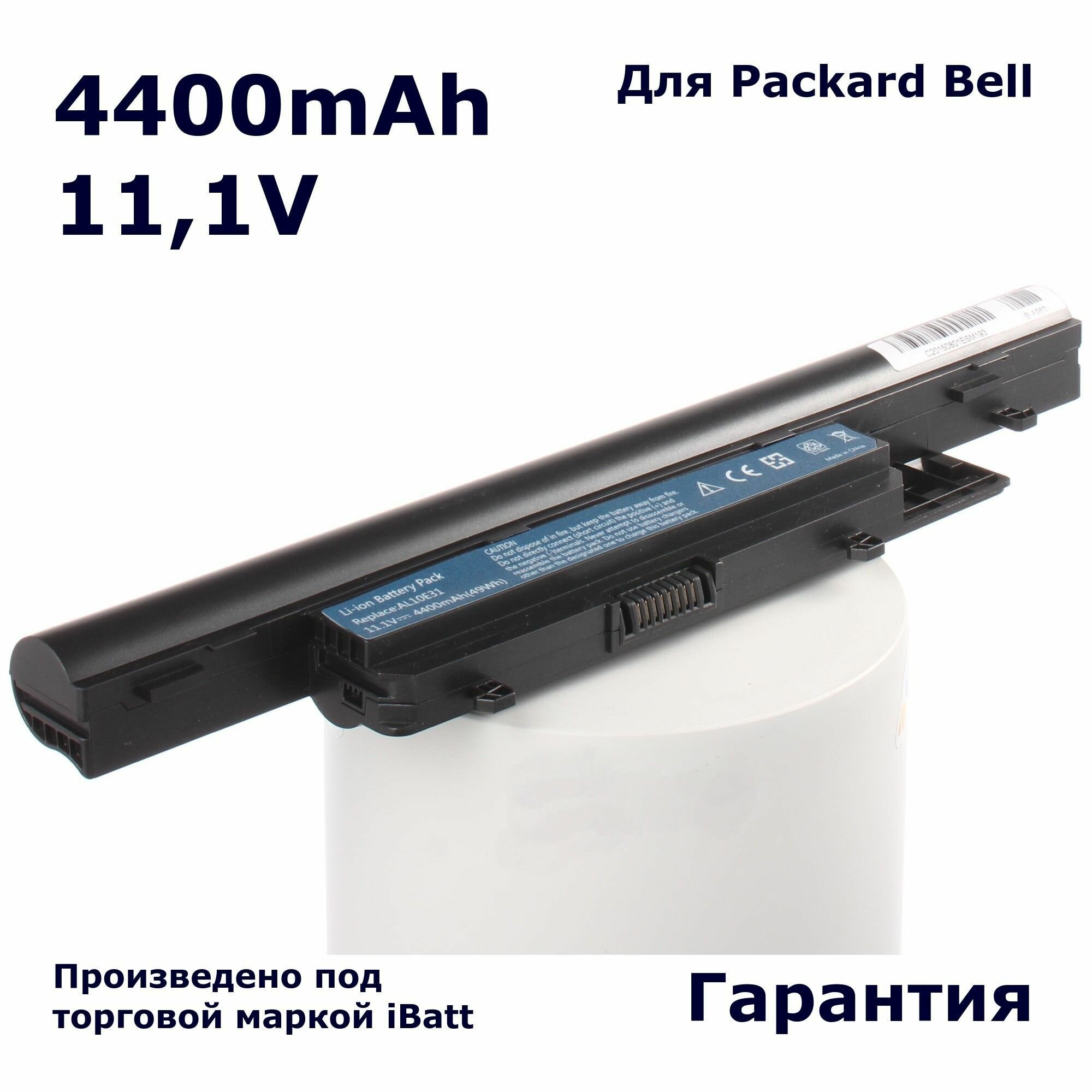 Аккумулятор iBatt 4400mAh, для Packard Bell AS10H75 AS10H31 AS10H51