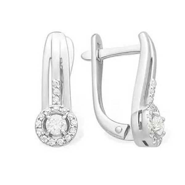 Серьги, серебро, 925 проба, родирование, фианит