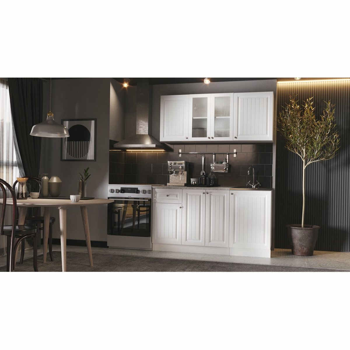 Кухня " Хозяюшка " 1,5 метра цвет фасадов акация белая , ЛДСП, МДФ