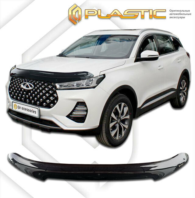 Дефлектор капота для Chery Tiggo 7 Pro 2019-н. в. Черный глянцевый СА Пластик