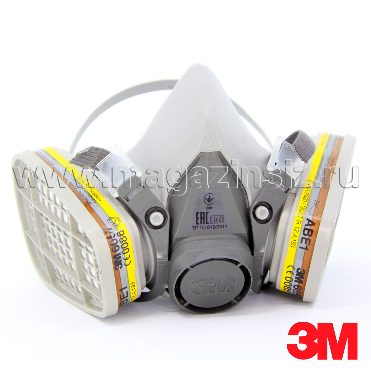 Комплект полумаска 3М 6000 (6100, 6200, 6300) с фильтрами 3М 6057 АВЕ (Маска 3М 6200)