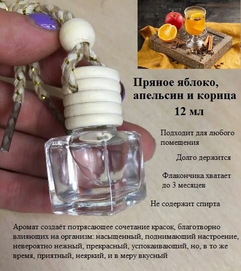 Ароматизатор подвесной Пряное яблоко, апельсин и корица, 12 мл