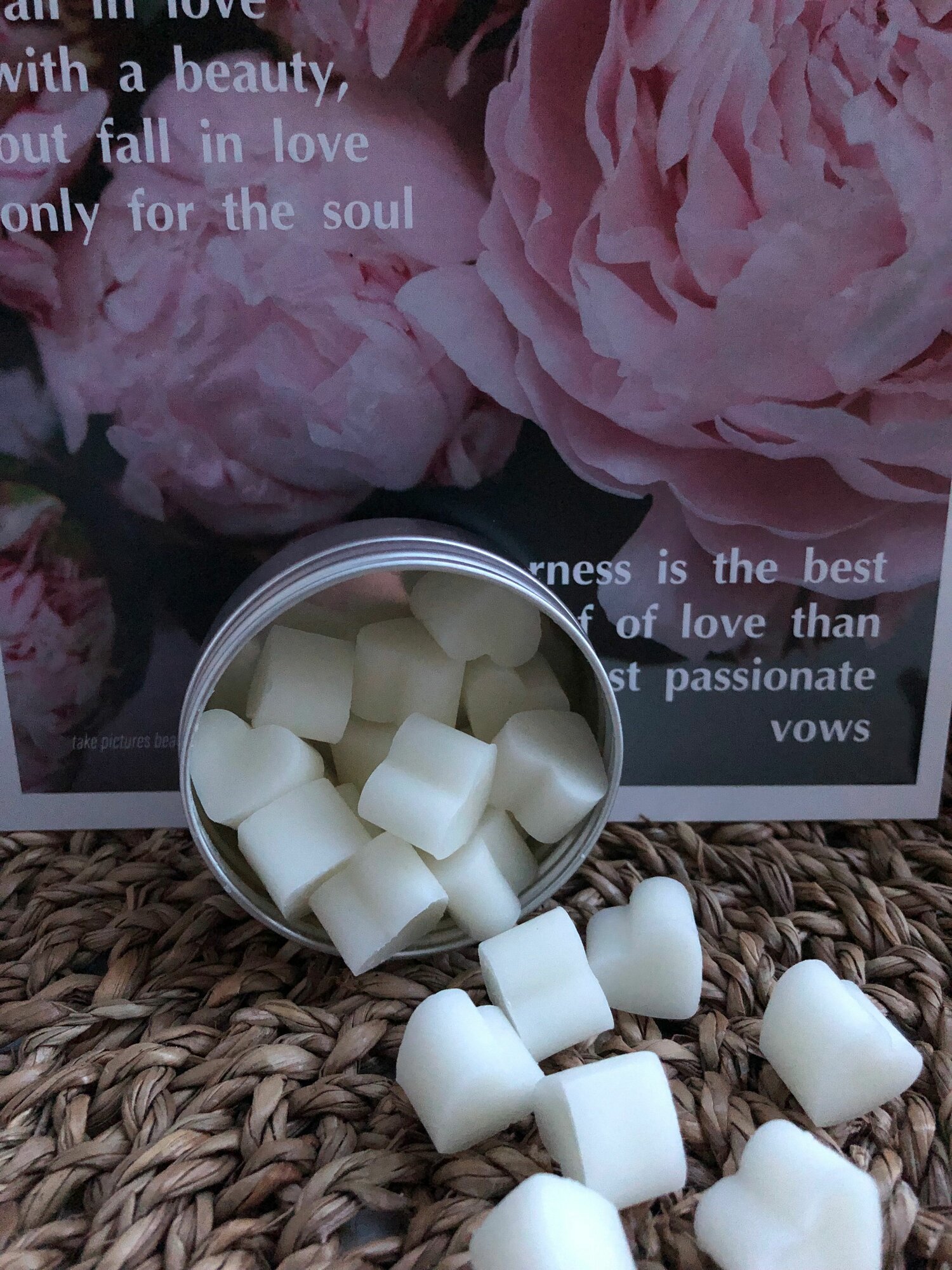 Флорентийское саше-сердечки с ароматом "Пион"/Аромасаше в баночке/Wax melts/Уют и тепло в Вашем доме