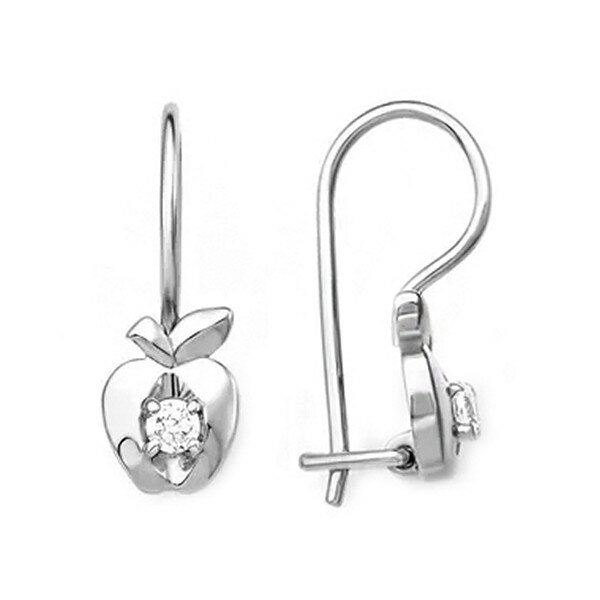 Серьги, серебро, 925 проба, родирование, фианит