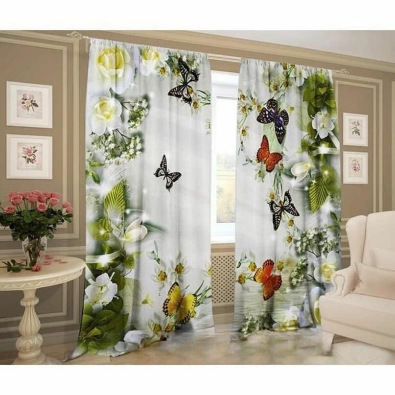 Фотошторы "3D" 300x260 см, для гостиной, спальни, крепление: шторная лента