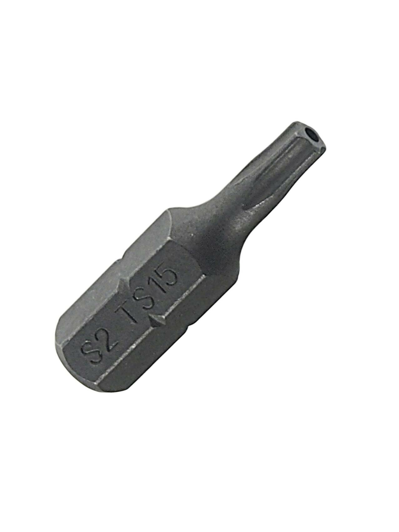 Бита TORX TS15Hх25мм 1/4 5-ти гранная с отверстием JTC-1192515