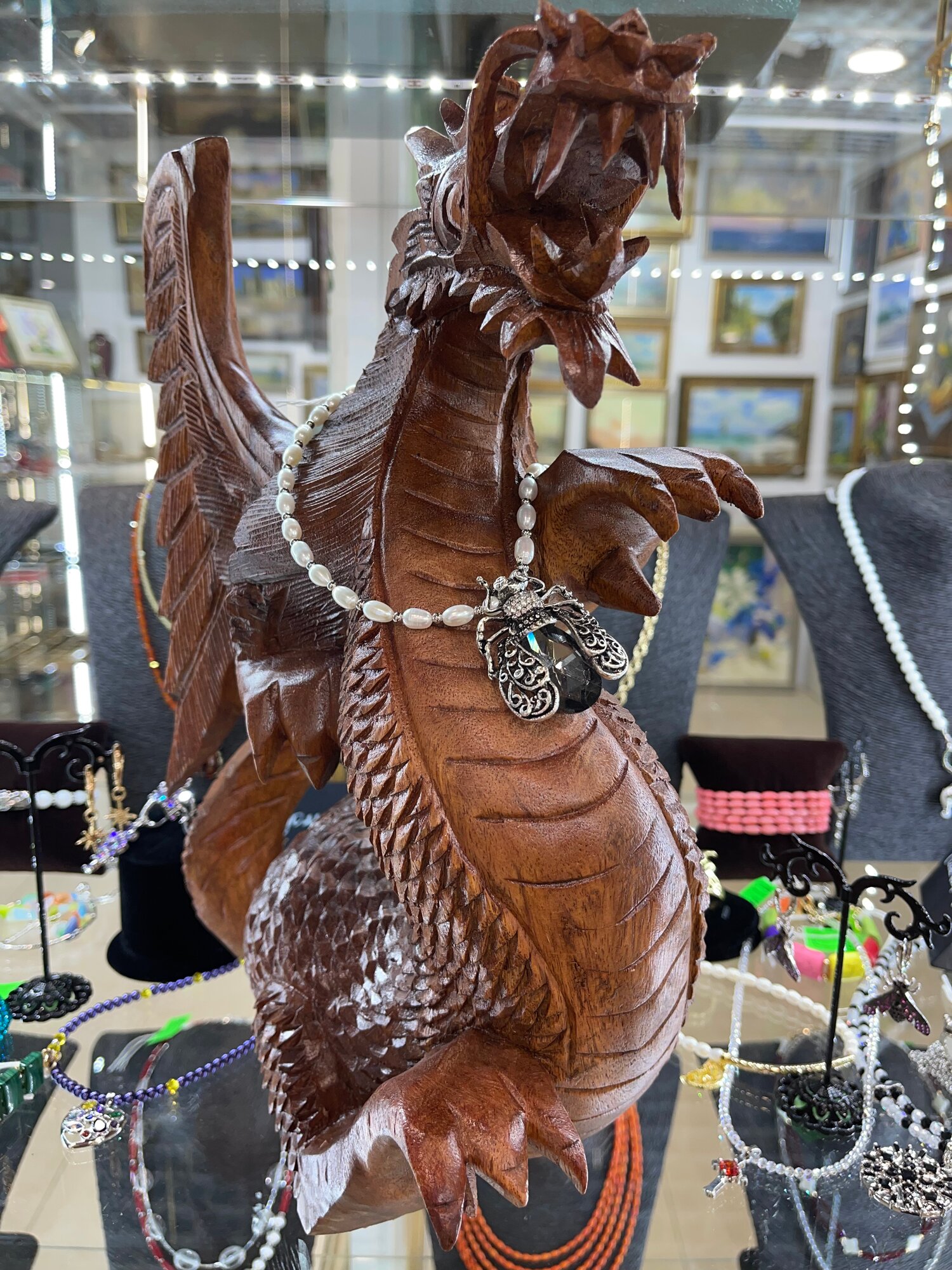 Колье Jewellery by Marina Orlova, жемчуг пресноводный, стекло, длина 46 см, белый — фото 1