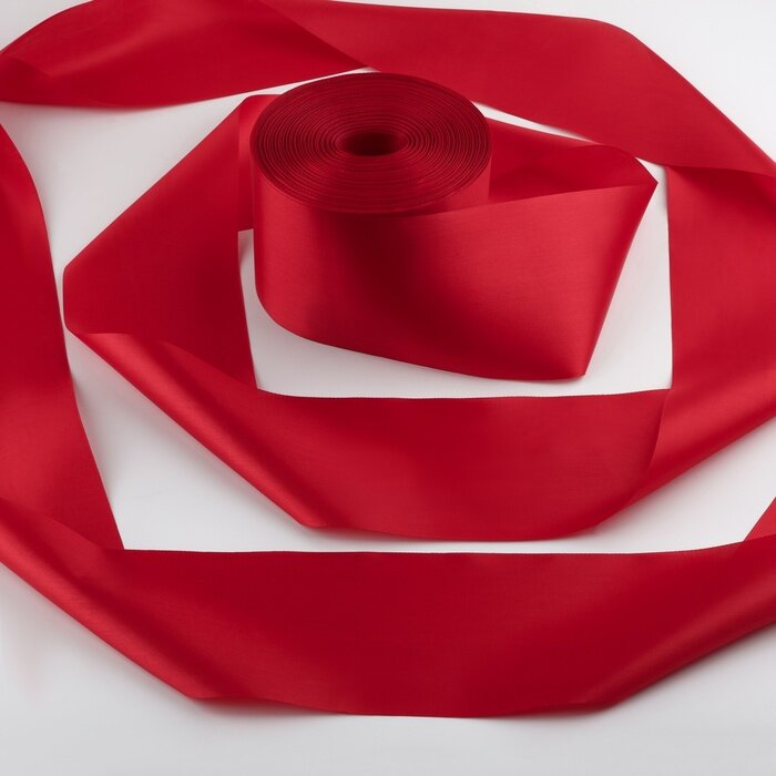 Лента атласная, 100 мм, 100±5 м, красная