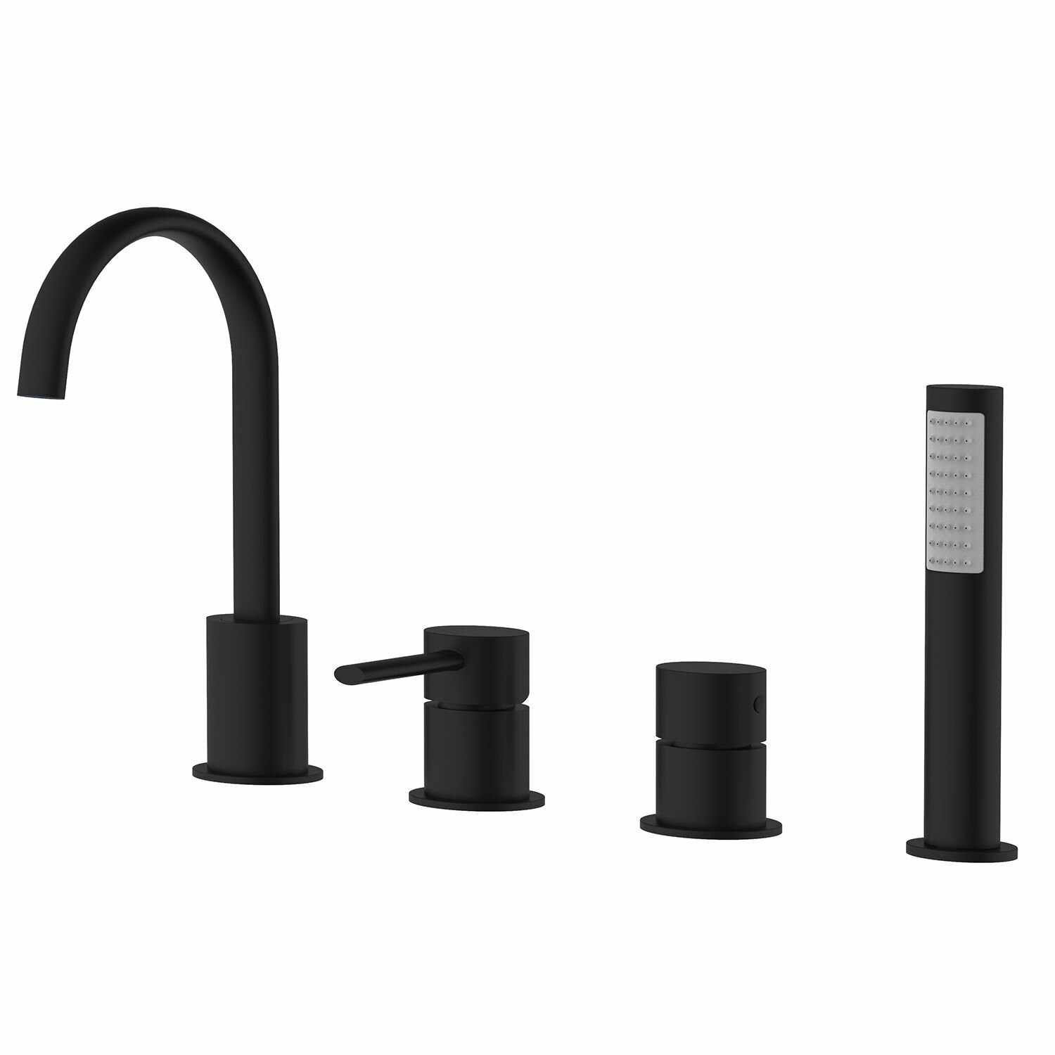 Смеситель на борт ванны Azario DELICATE каскадный, на 4 отверстия, черный матовый (AZ-QA28173PA-0307APA)