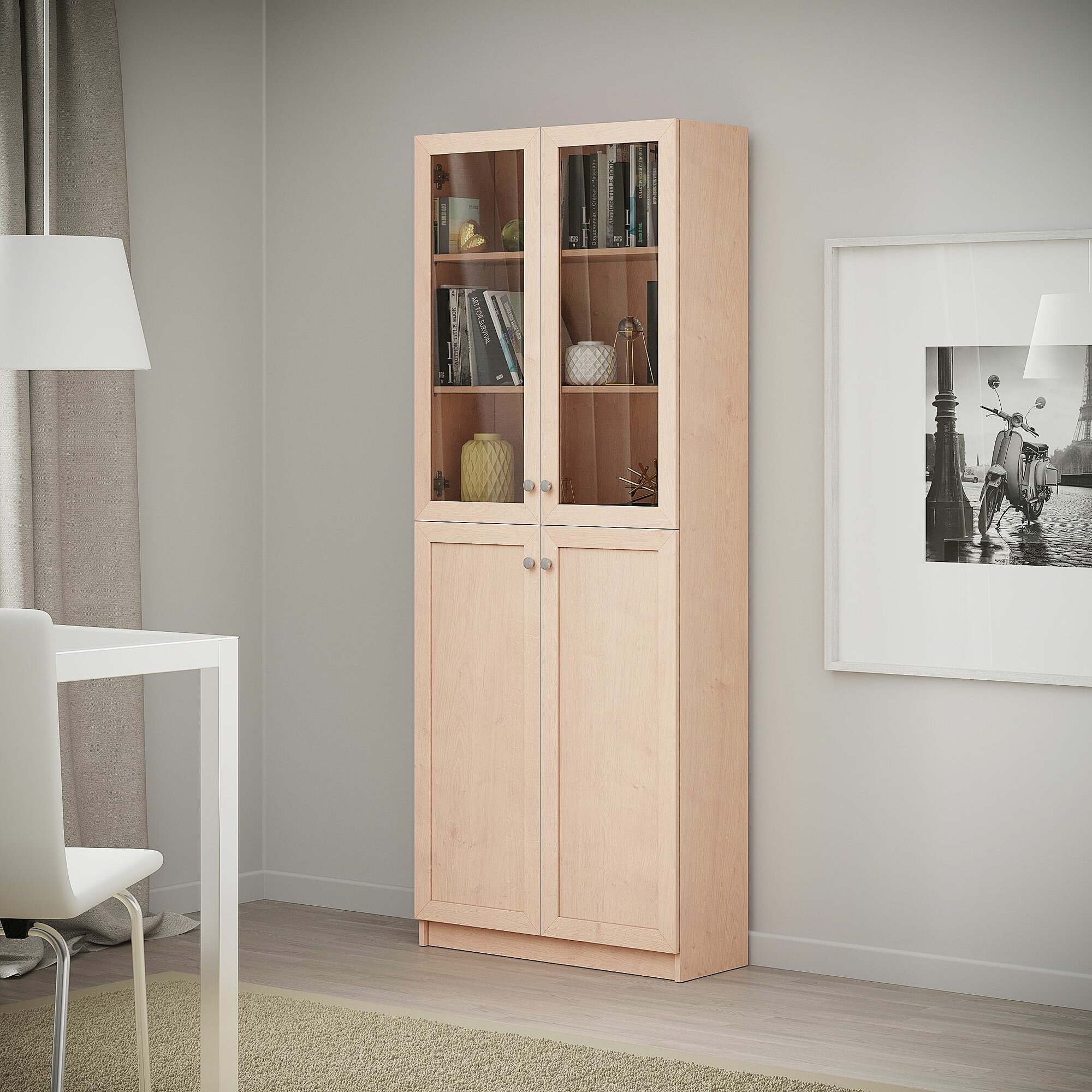 Стеллаж, 90х30х230см, напольный Барни 21 С полками, Для Игрушек, Напольный, ЛДСП дуб молочный светлый, FRESH мебель