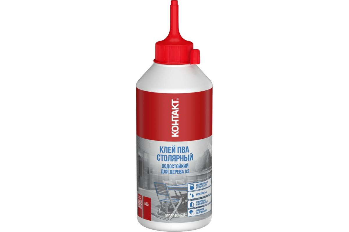 Контакт Клей ПВА столярный для дерева водостойкий D3 500 г 25261
