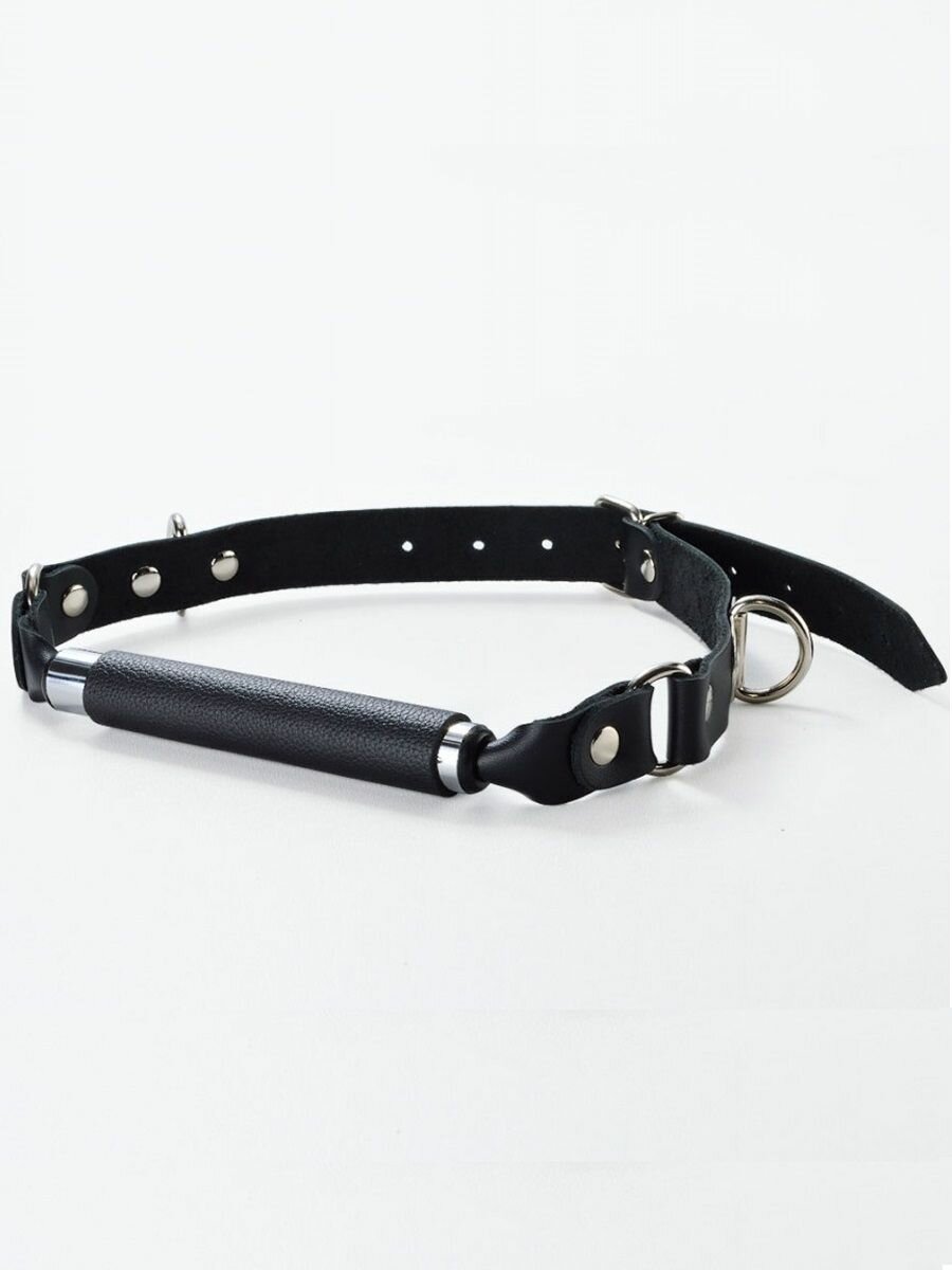 Кляп-трензель "Пони" с черным кожаным ремешком