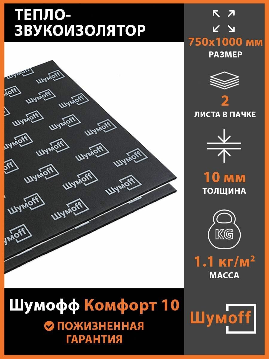 Плеяда Тепло-звукоизоляция Шумофф Комфорт 10 (2 листа)