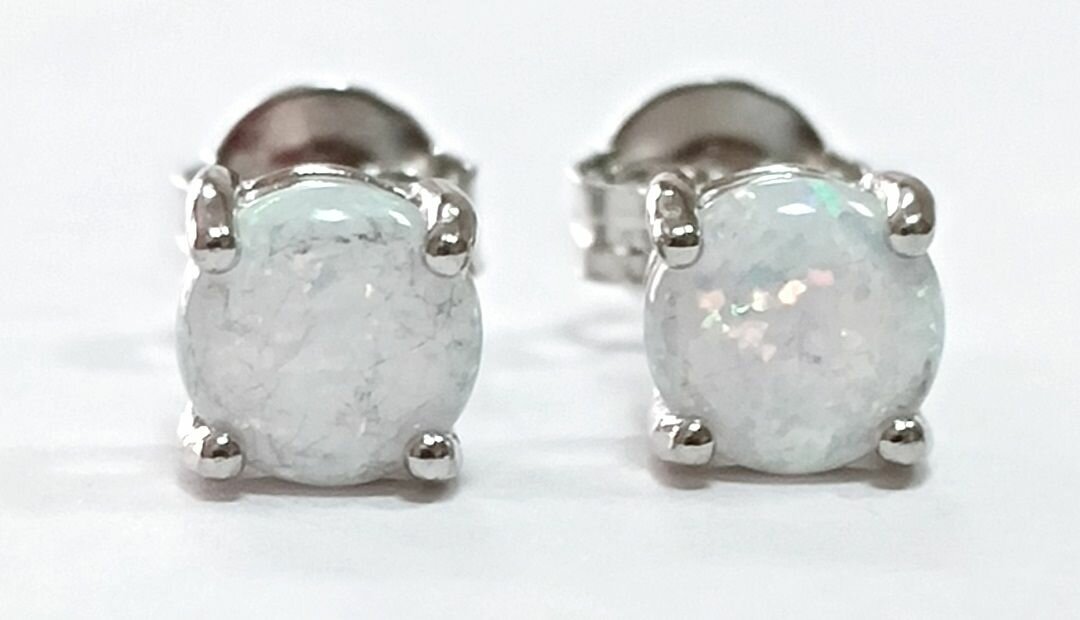 Серьги пусеты серебро, 925 проба, опал синтетический