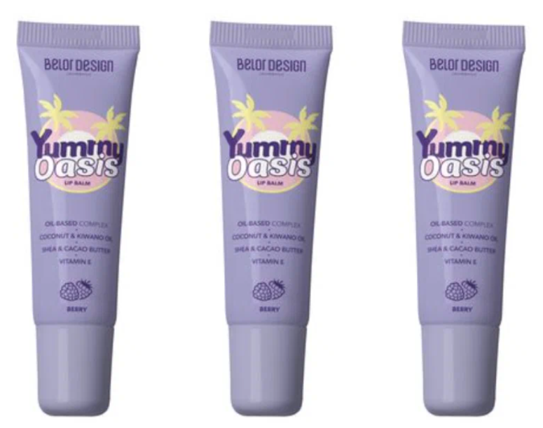 Бальзам для губ Belor Design Yammy Oasis Berry, 10,5 г, 3 шт