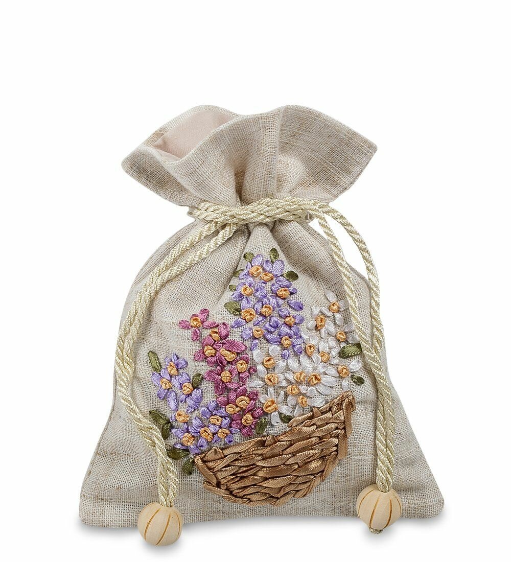 Мешочек из льна 'Цветочная корзина'