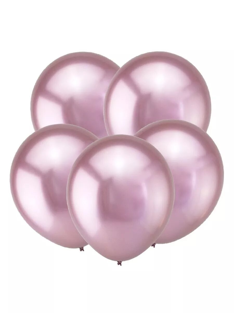 Розовый, Зеркальные шары / Mirror Pink, латексный шар (5"/12,5 см ) 50 шт. / Веселуха, Турция