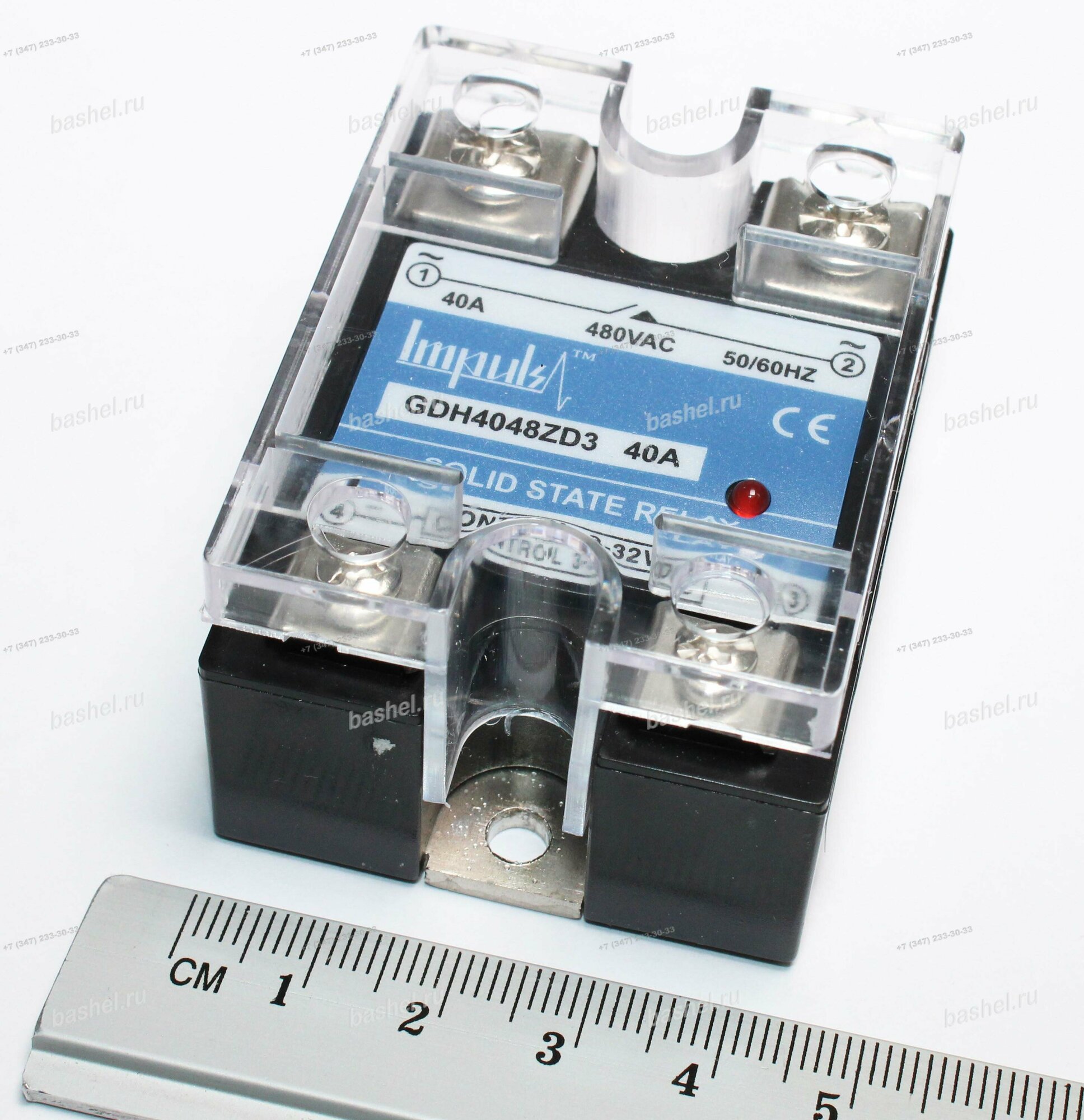 Реле твердотельное GDH4048ZD3, IMPULS, 1ф, 40А, 480V AC, 3-32V DC