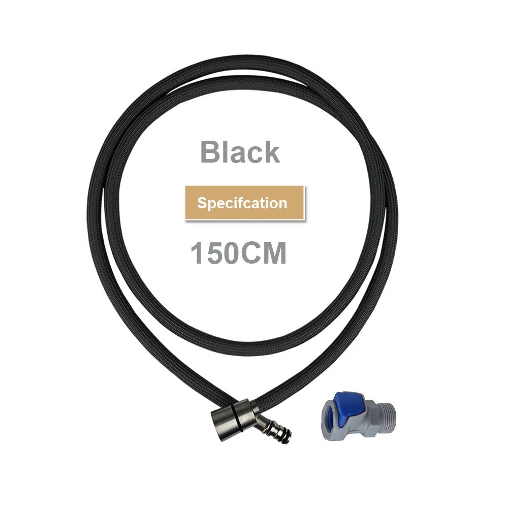 Черный водопроводный шланг для кухни 150 см, M10 Black adaptor