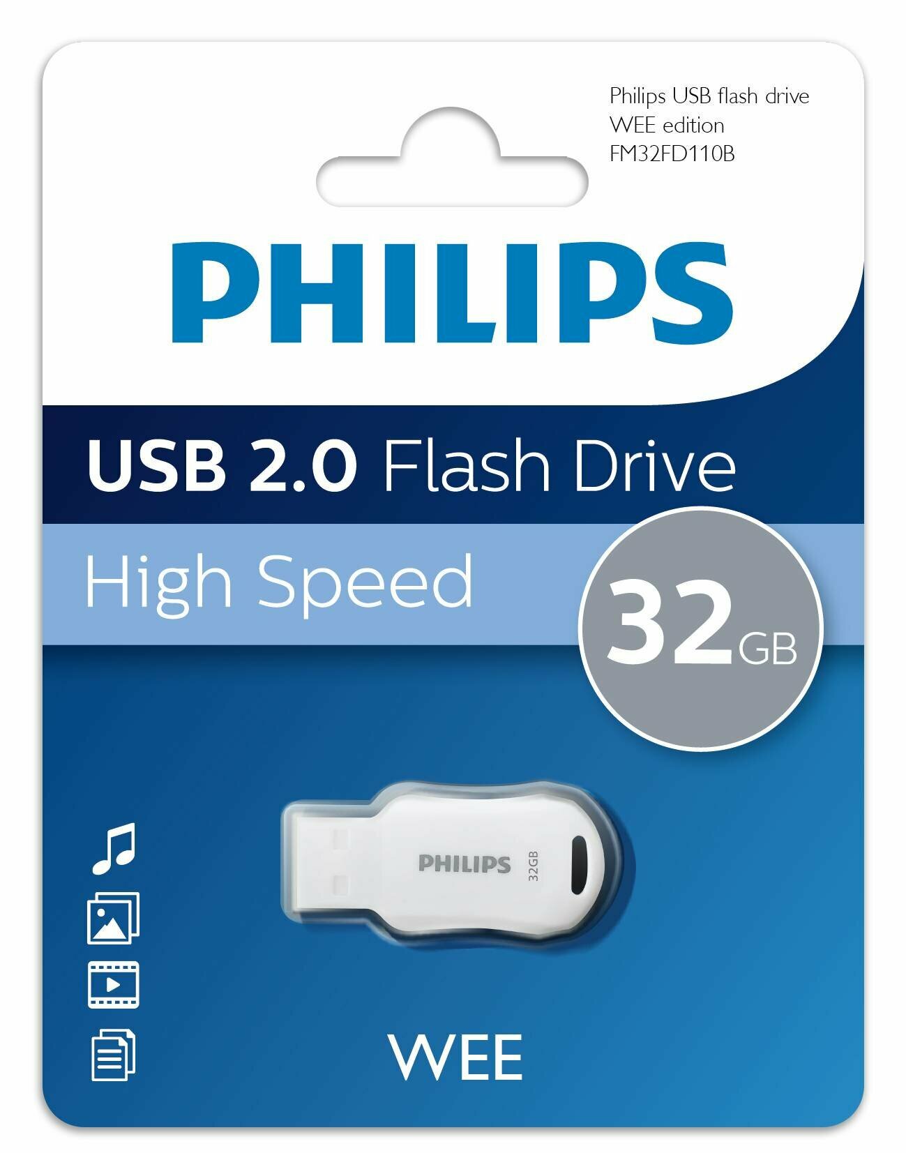 Флеш накопитель 32GB PHILIPS WEE 2.0 32GB, USB 2.0