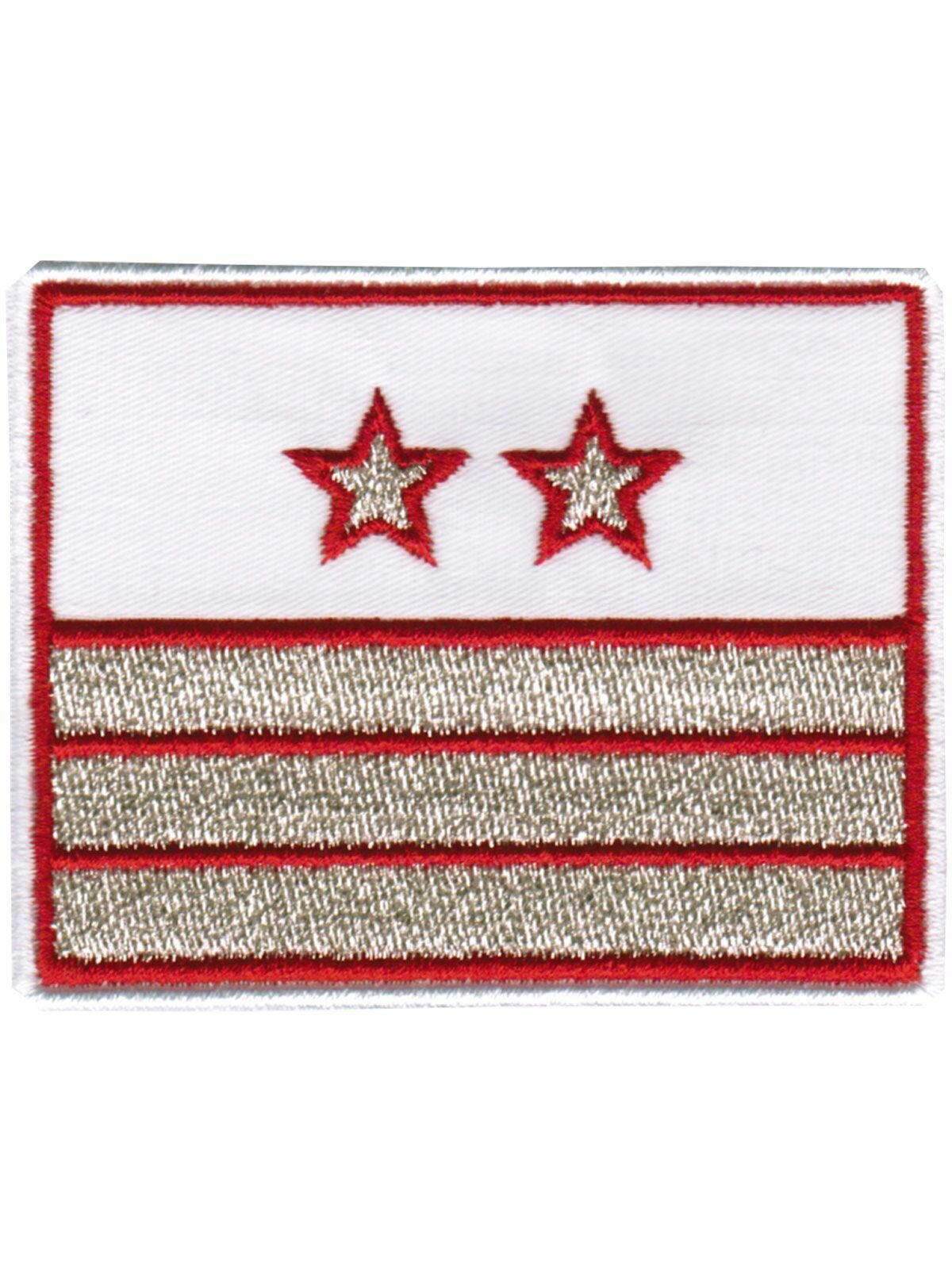 Нашивка РЖД три полосы две звезды белая