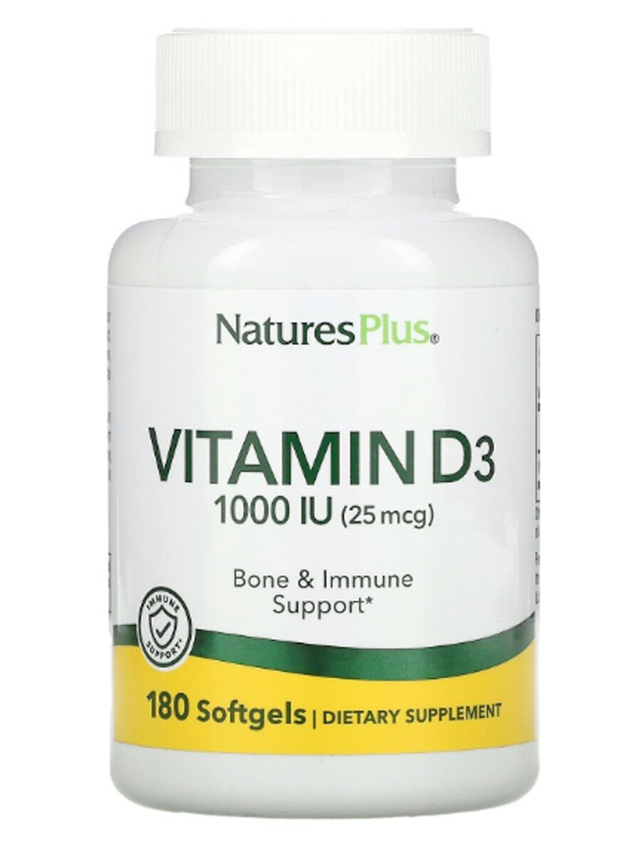 Nature's Plus VIT D3 1,000 IU SOFTGEL 180