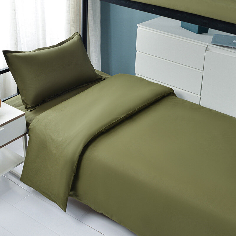 Хлопковый набор из трех предметов постельного белья для студенческого общежития [Военный зеленый] Чистый хлопок,