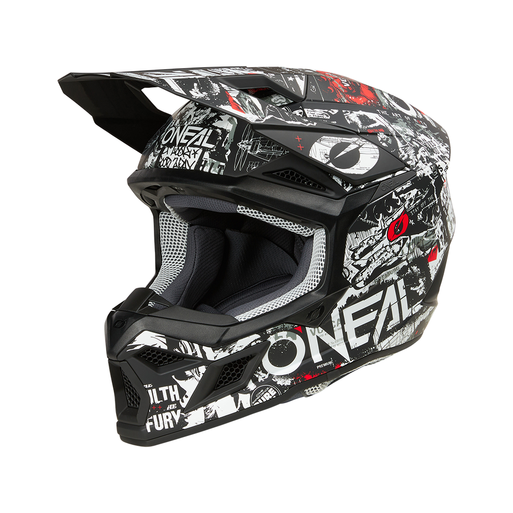 Шлем кроссовый O'NEAL 3Series Attack V24, термопластик ABS, мат, съемная подкладка, с выкидными щеками