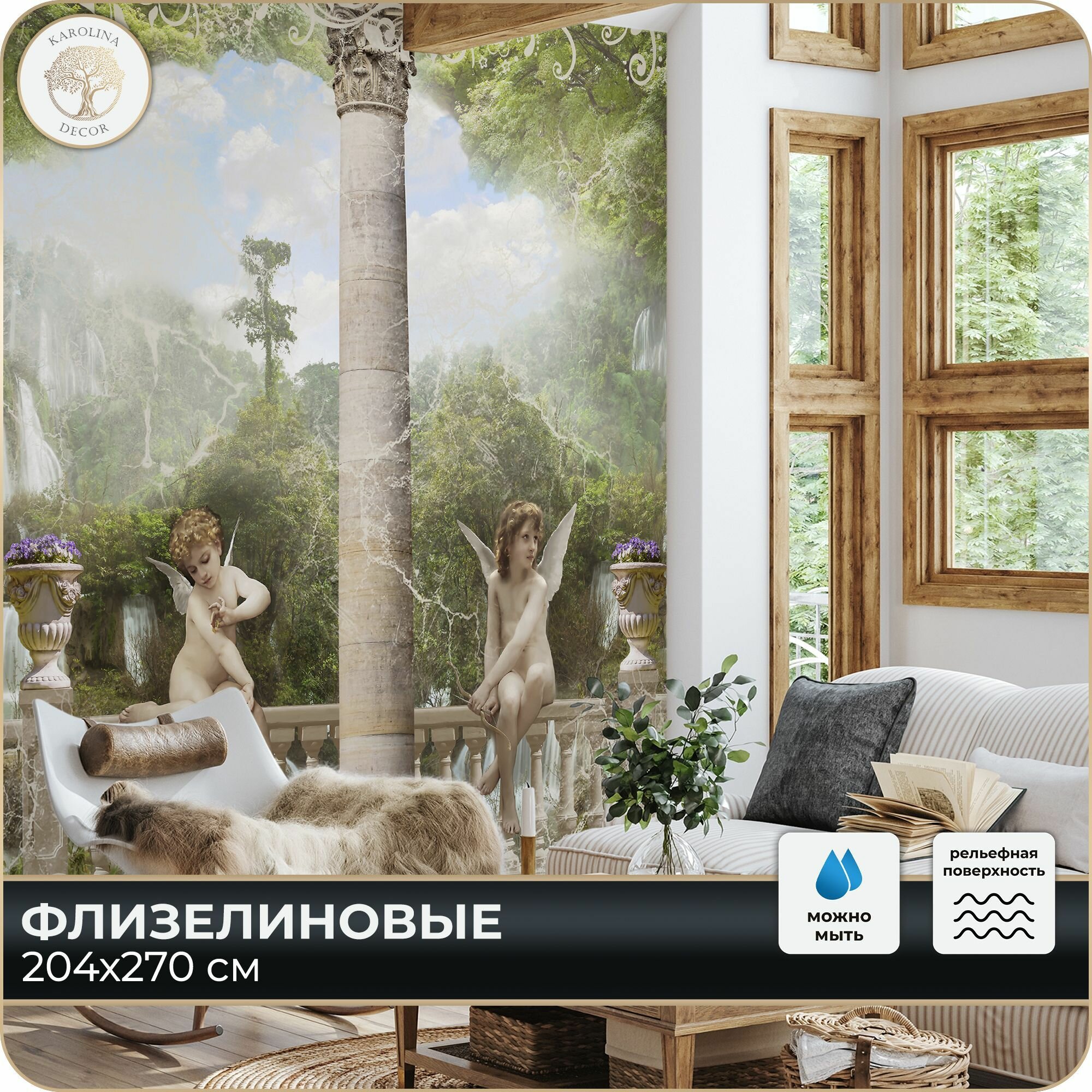 Фотообои 3D Фреска и Ангелы в спальню в гостиную на кухню 200х270