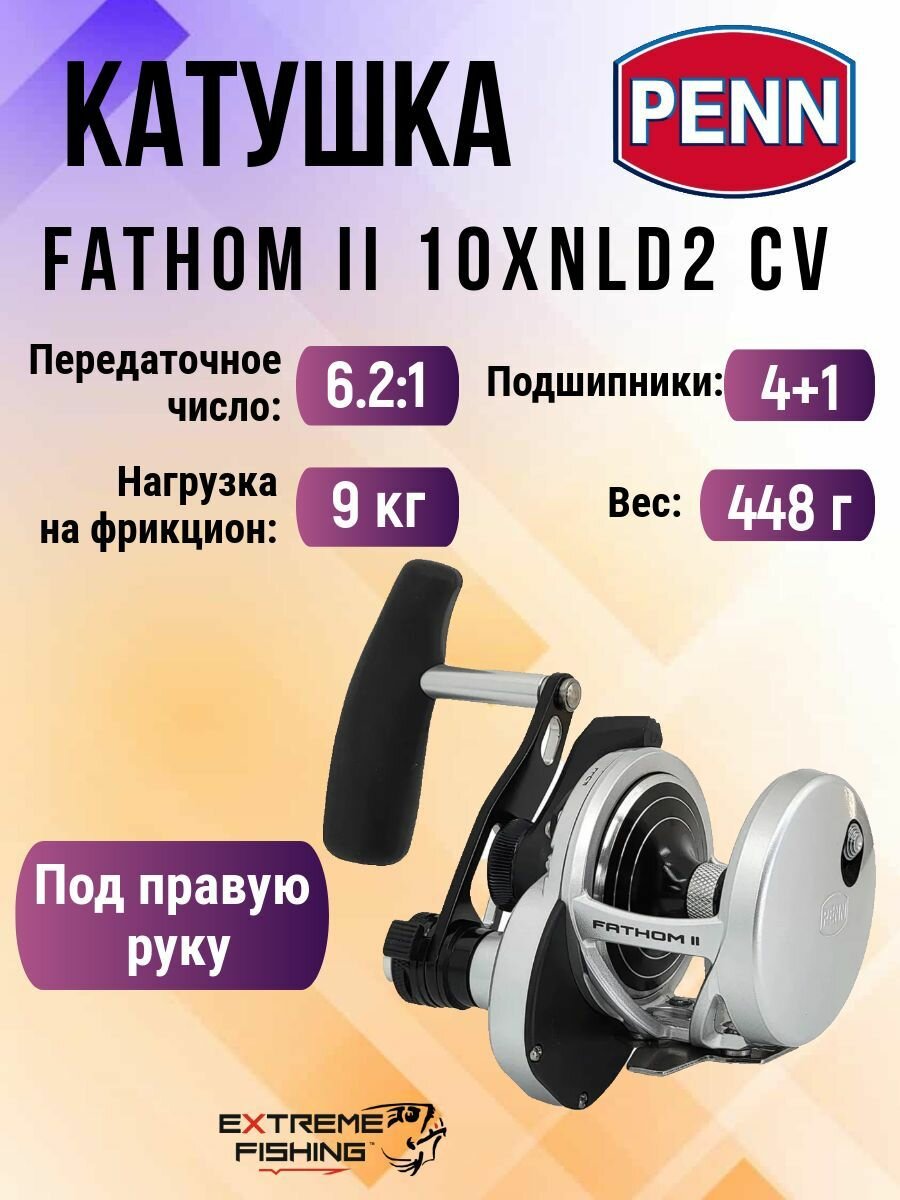 Катушка троллинговая Penn Fathom II 10XNLD2 CV, лесоёмкость 320