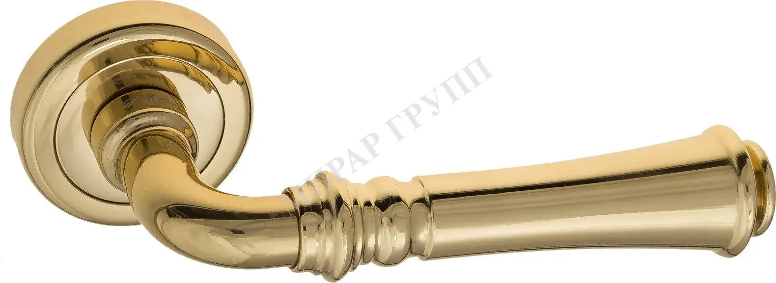 Дверная ручка Fratelli "GRACIA" D1 на круглой розетке полированная латунь