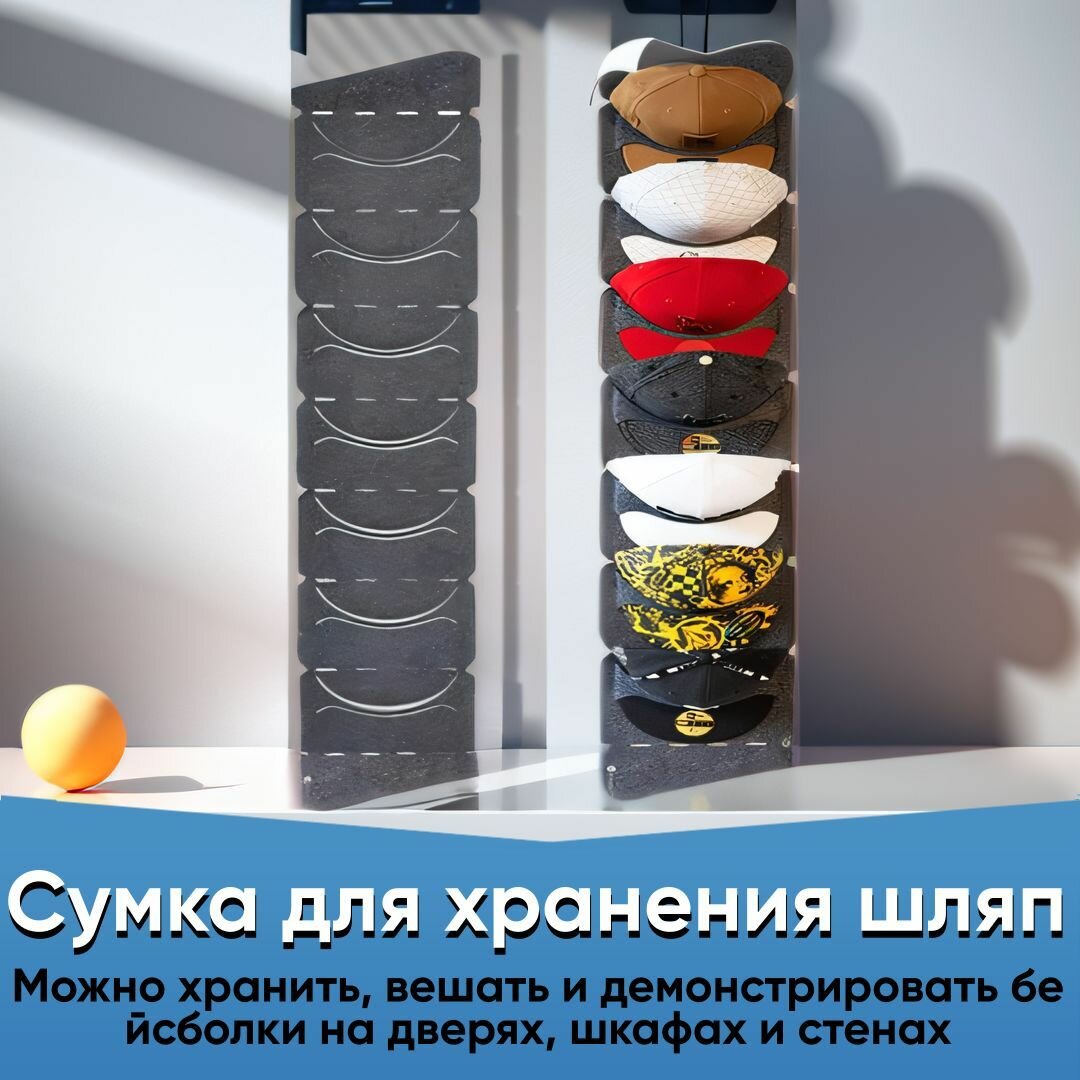 Сумка для хранения шляп, вешалка для шляп позволяют хранить, развешивать и выставлять напоказ бейсболки, кепки для гольфа, двери, шкафы и стены