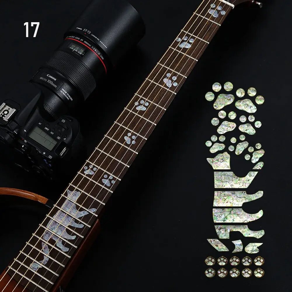 Украшения для музыкальных инструментов, аксессуары для гитары, 22 стиля, ультратонкие наклейки, Переводные картинки с инкрустацией крестом, наклейка для грифа
