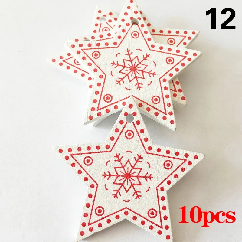 10 шт./набор, деревянные подвески в виде снежинок