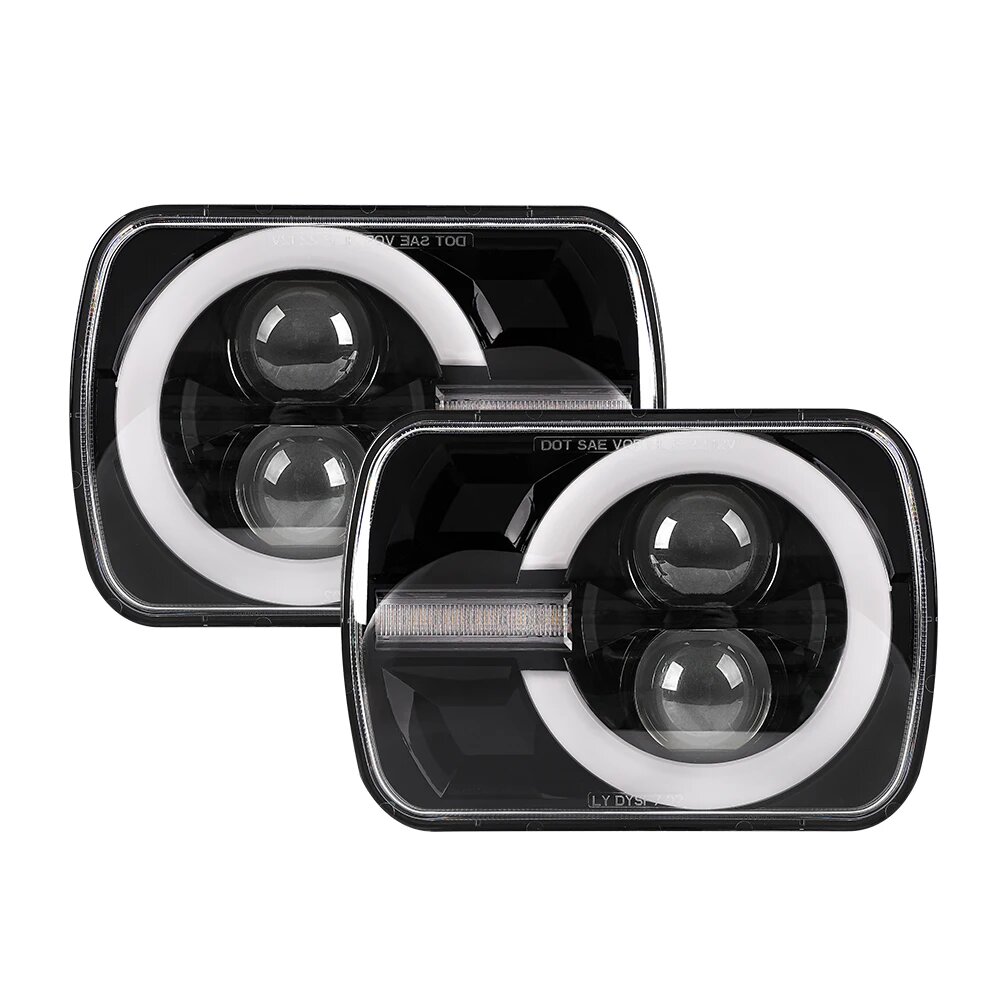 Новейшие 5x7 дюймов светодиодные фары Ходовые огни для автомобилей 12 в 24 В Drl глаза ангела для Jeep Wrangler YJ Cherokee XJ H6014 H6052 H6054 LY-DYSF7-02