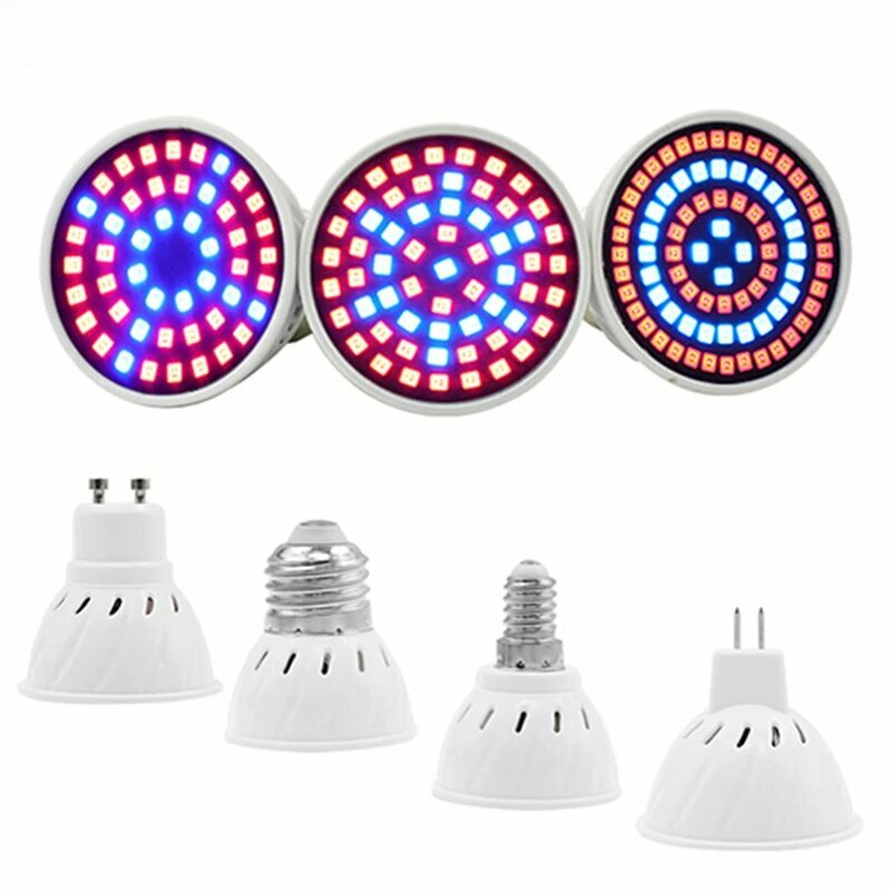 GU10 LED 220V 110V Освещение для растений E14 Лампа для выращивания растений E27 Fitolampy MR16 Фитолампа Led 28W Полный спектр Крытая гидропоника Палатка для выращивания