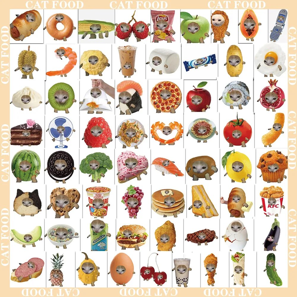 Наклейки GOGOTU кот и еда, 69pcs