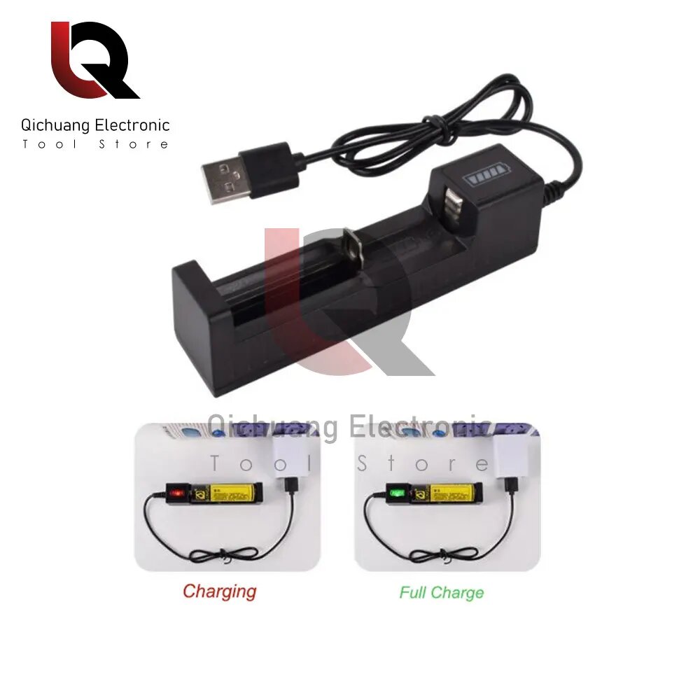 1 шт, многофункциональное зарядное устройство USB 3,7 в/4,2 в с одним слотом для литий-ионной батареи 18650 26650 14500 с индикатором яркости