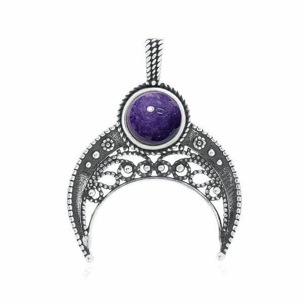Подвеска, серебро, 925 проба, чароит