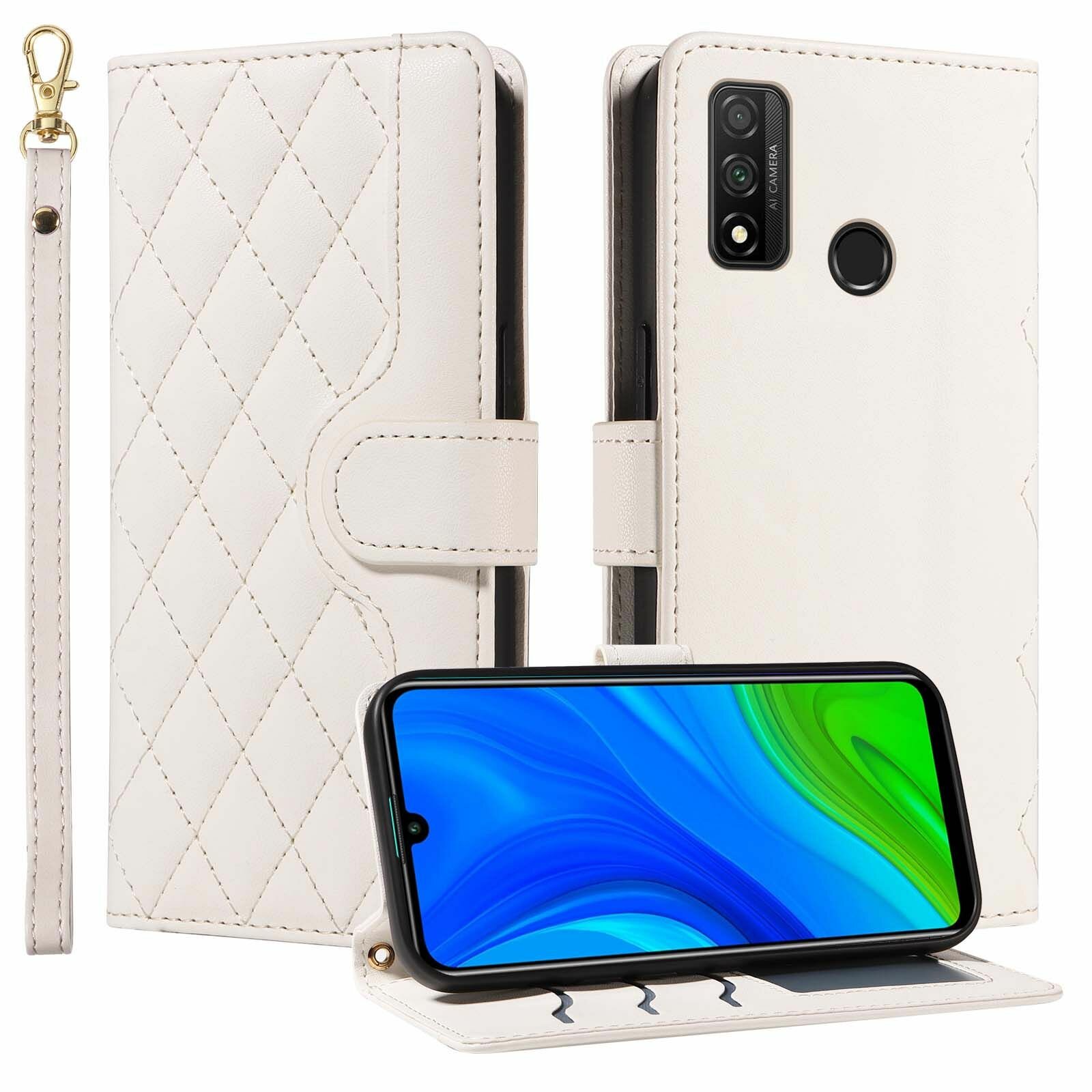 Чехол из матовой кожи для Huawei P smart 2020 (Хуавей Р Смарт 2020) , роскошный и стильный, устойчивый к падениям, со слотом для карт, с длинным и коротким шнурками