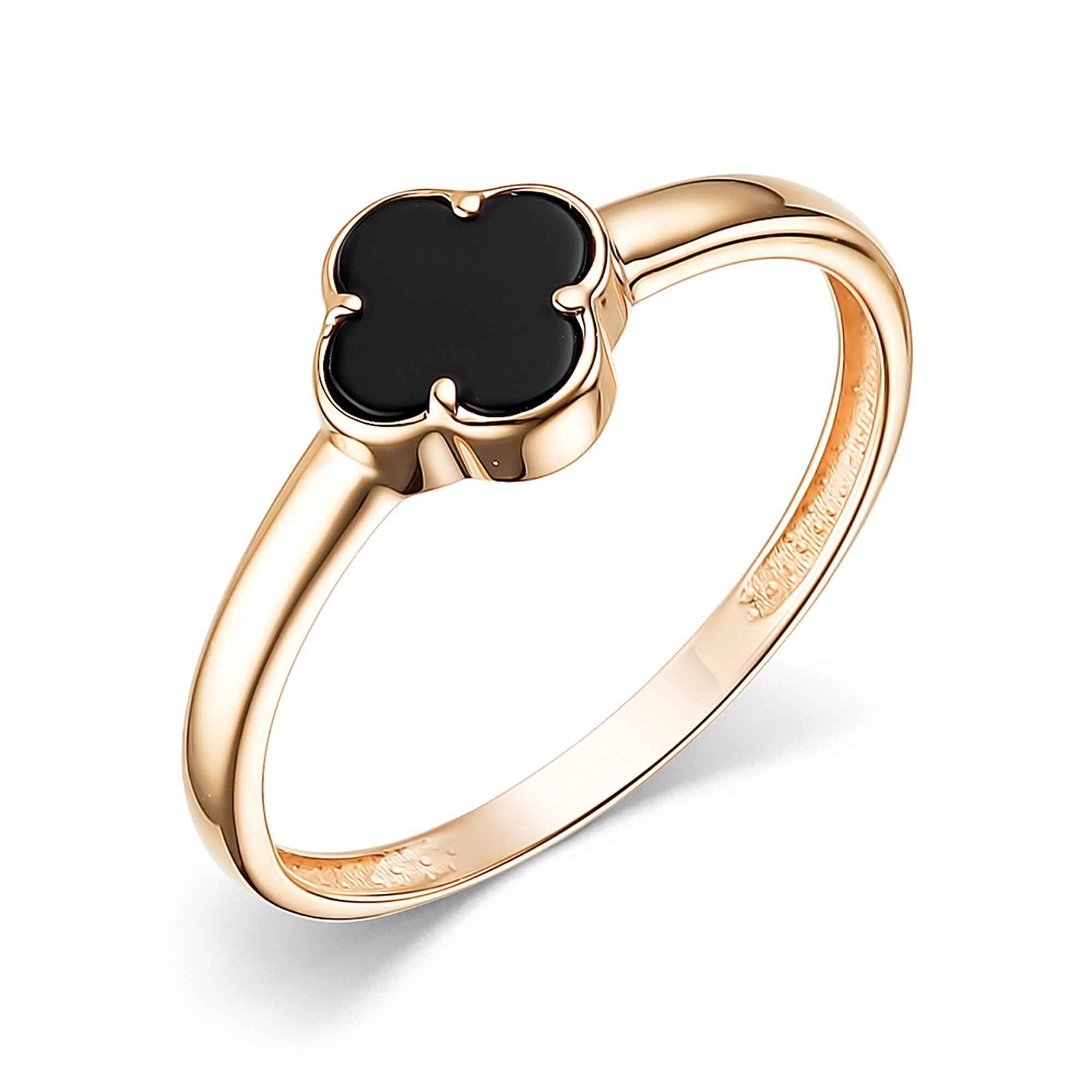 Кольцо, красное золото, 585 проба, оникс