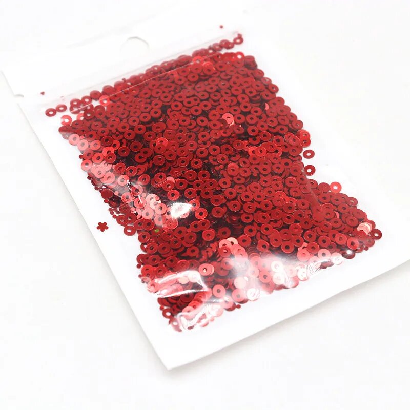 Плоские круглые ПВХ пайетки 3-6 мм Красный, 6mm 10g 750pcs, red 10g