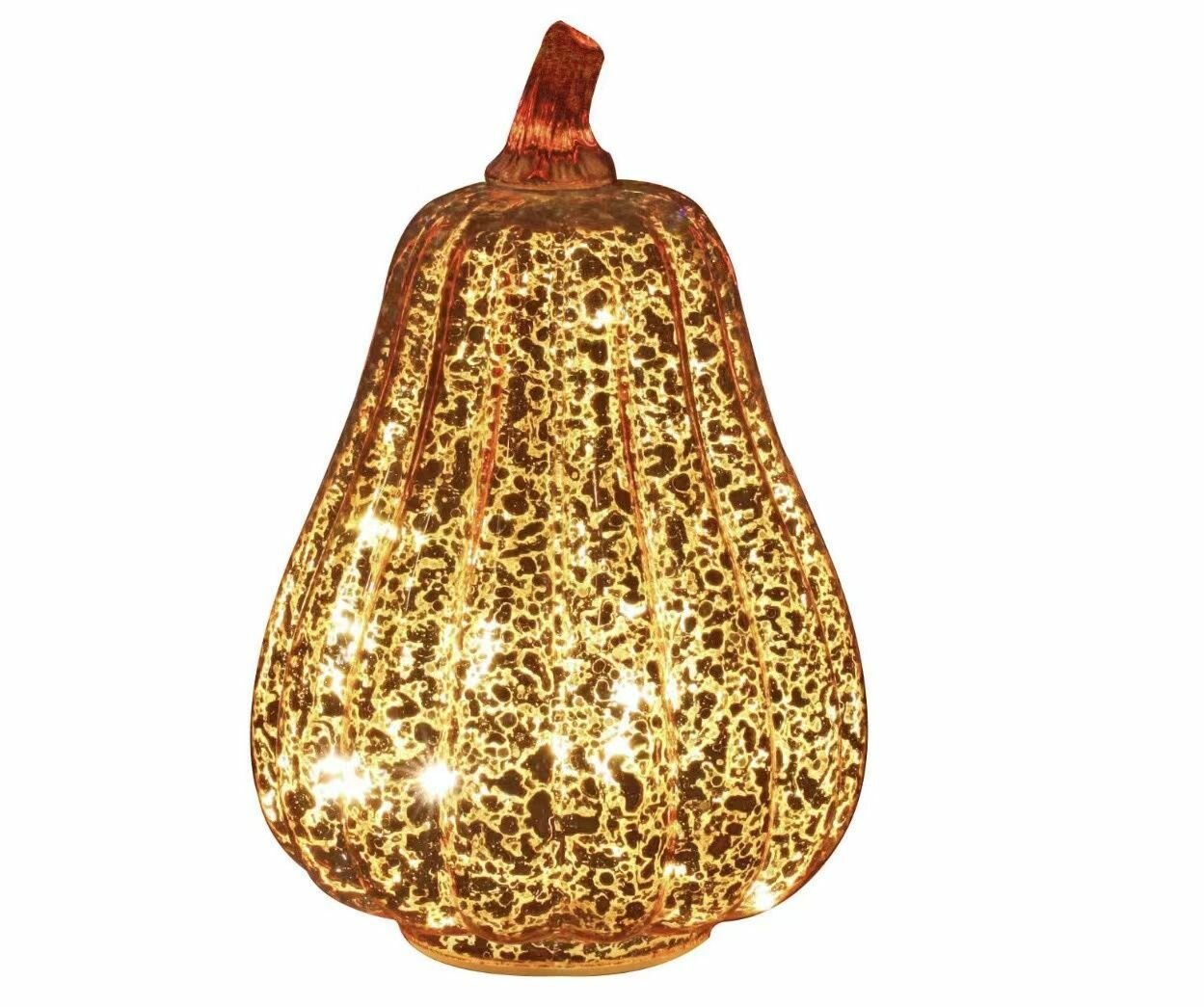 Фигура тыква декоративная, стекло, 23 см, с подсветкой.