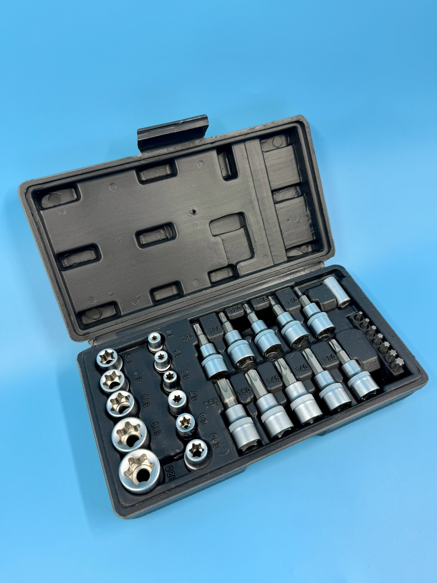 Набор торцевых головок 29 шт в органайзере-кейсе — углеродистая сталь для авто и ремонта