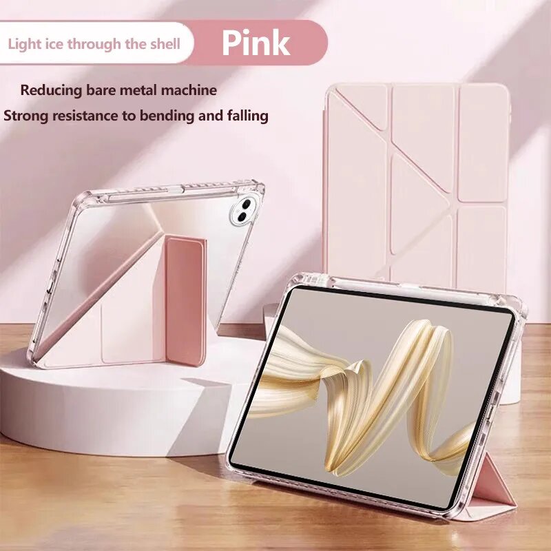 Прозрачный акриловый чехол для Huawei Matepad 11.5 New 2025 SE 11 2024 11.5 S Air 11.5 Pro 10.8 11 10.4 Y-Складной чехол с слотом для ручки