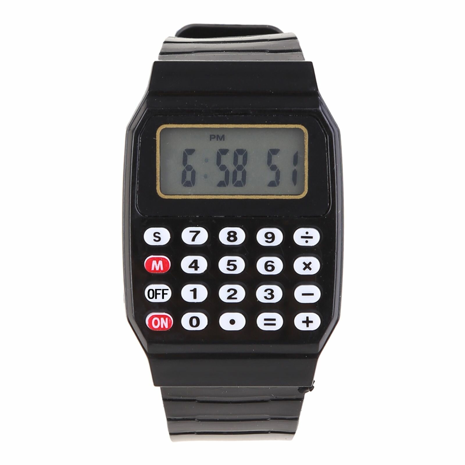Электронные часы-калькулятор с овальной кнопкой (1шт)-черный (кнопка)