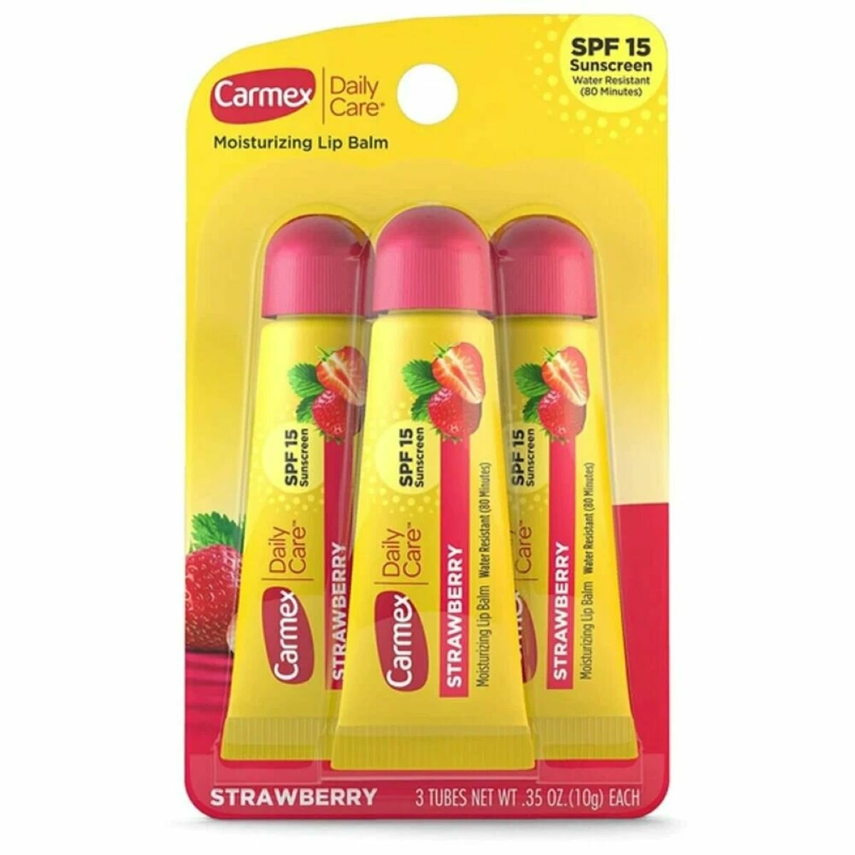 Набор бальзамов для губ Carmex Moisturising Lip Balm SPF 15 Strawberry