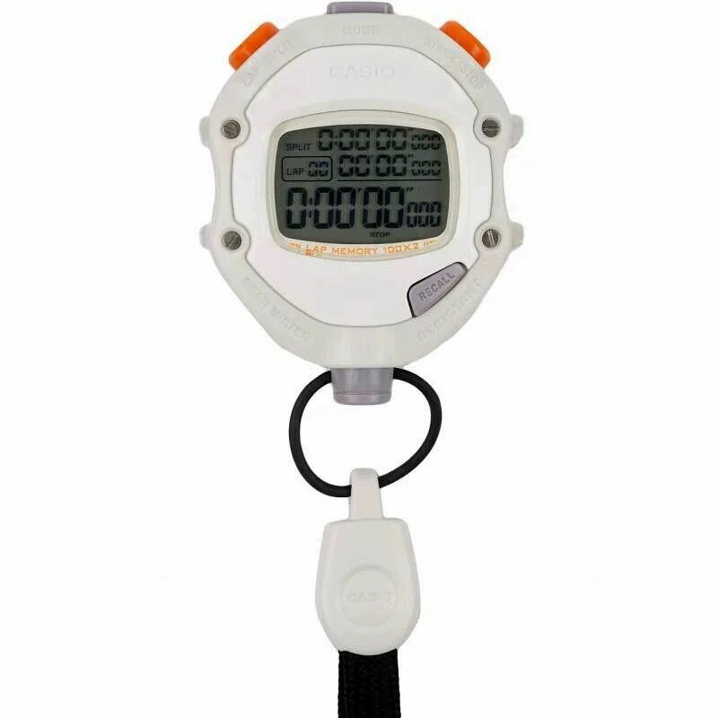 Секундомер Casio HS-70W-8JH с памятью, будильником и таймером, белое
