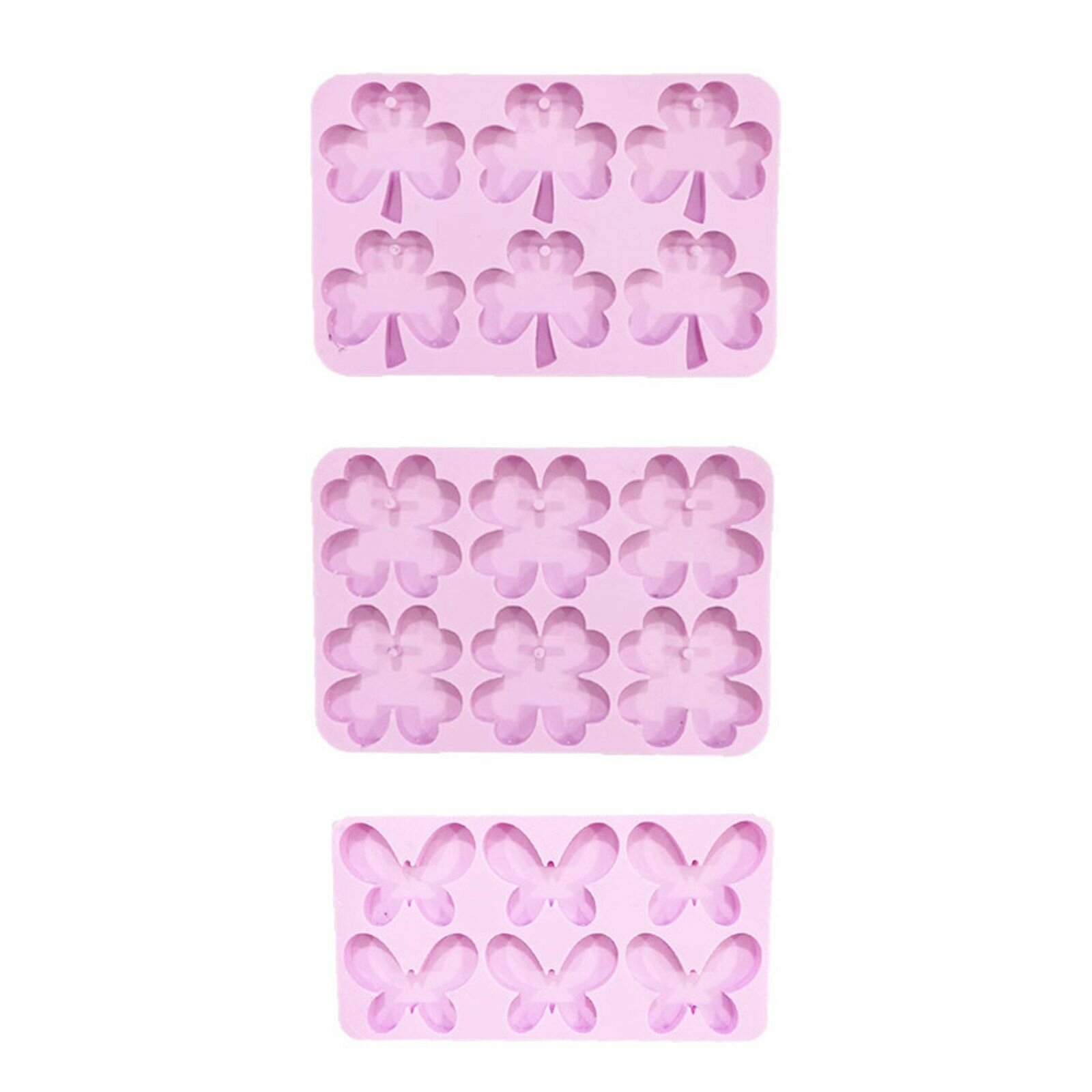 Набор из 3 предметов, силиконовая форма для подвески с эпоксидной смолой в виде бабочки кристаллов клевера тремя и четырьмя листьями-розовый