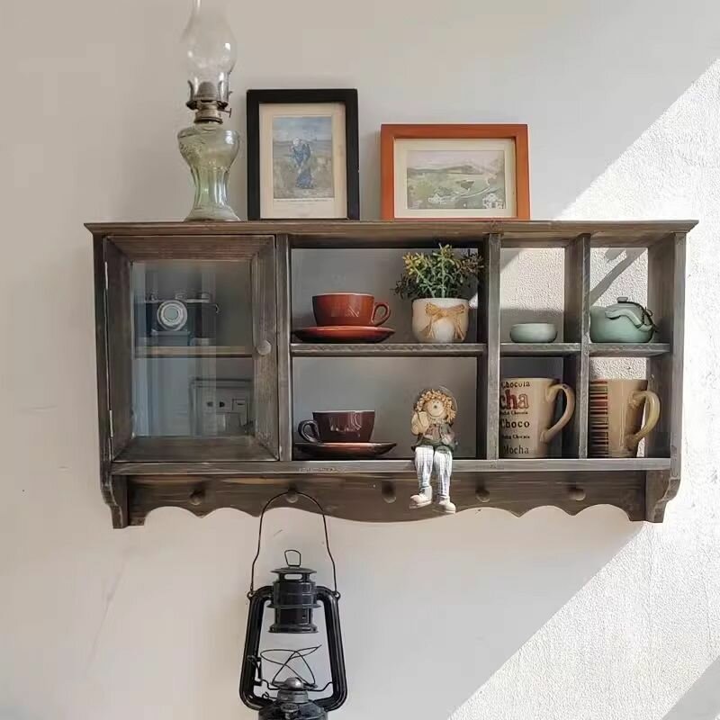 Шкаф навесной Витрина, для ваших коллекций, полка-в ретро стиле, декор в интерьер, 80х16х40 см